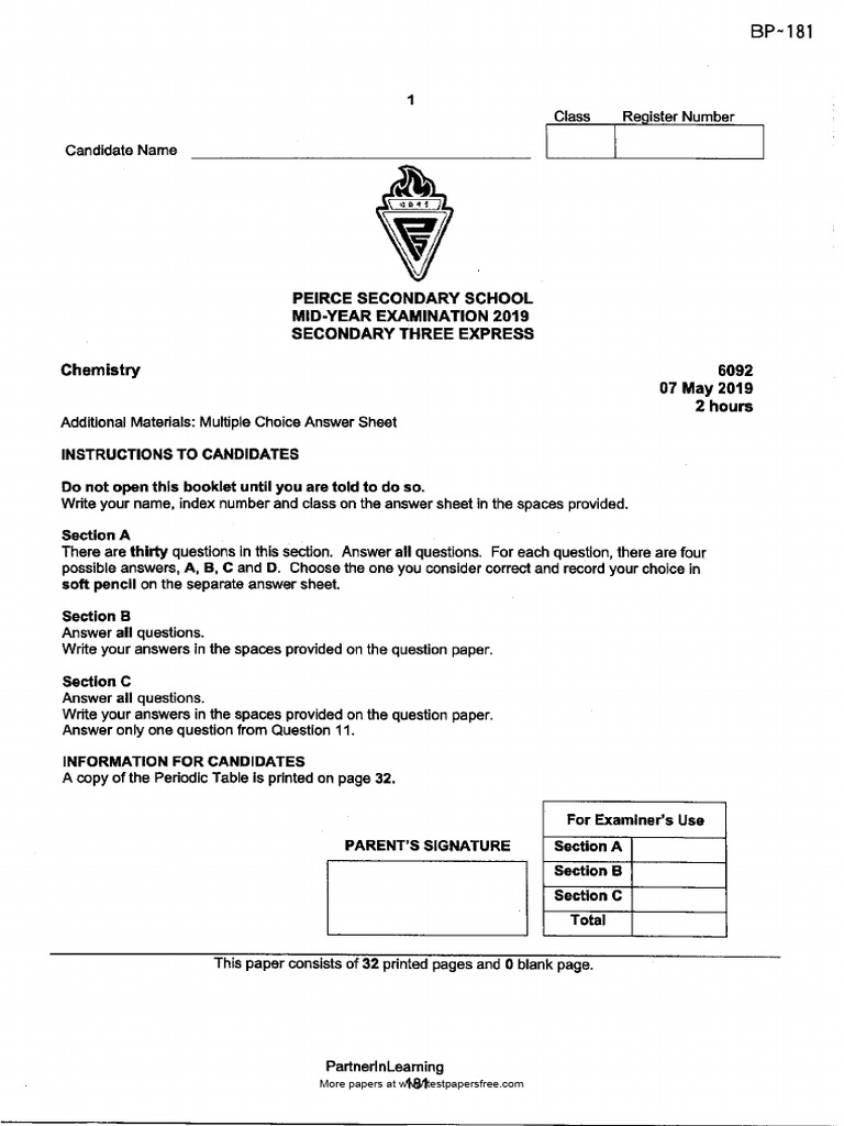 Sec3_2019_PureChemistry_SA1_peirce | PDF