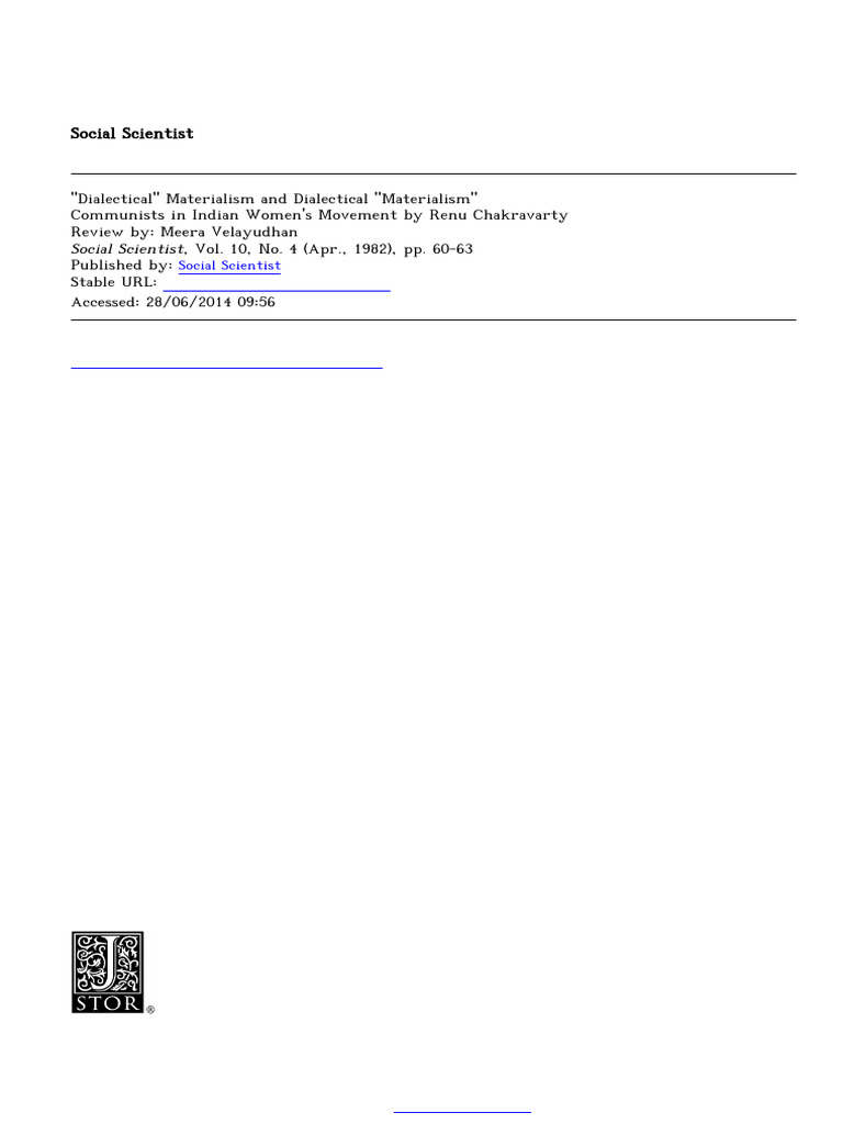 Dialectical Materialism and Dialectical Materialism (Review by Meera Velayudhan) (Z-Library) | PDF