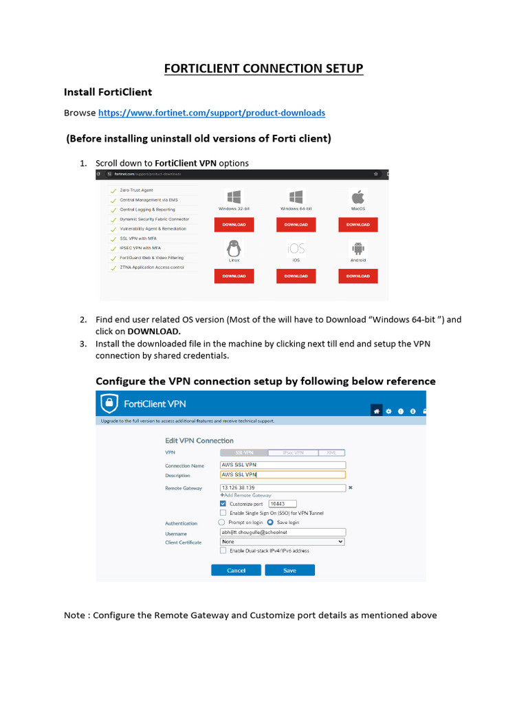 Forticlient VPN Installation Procedure | PDF