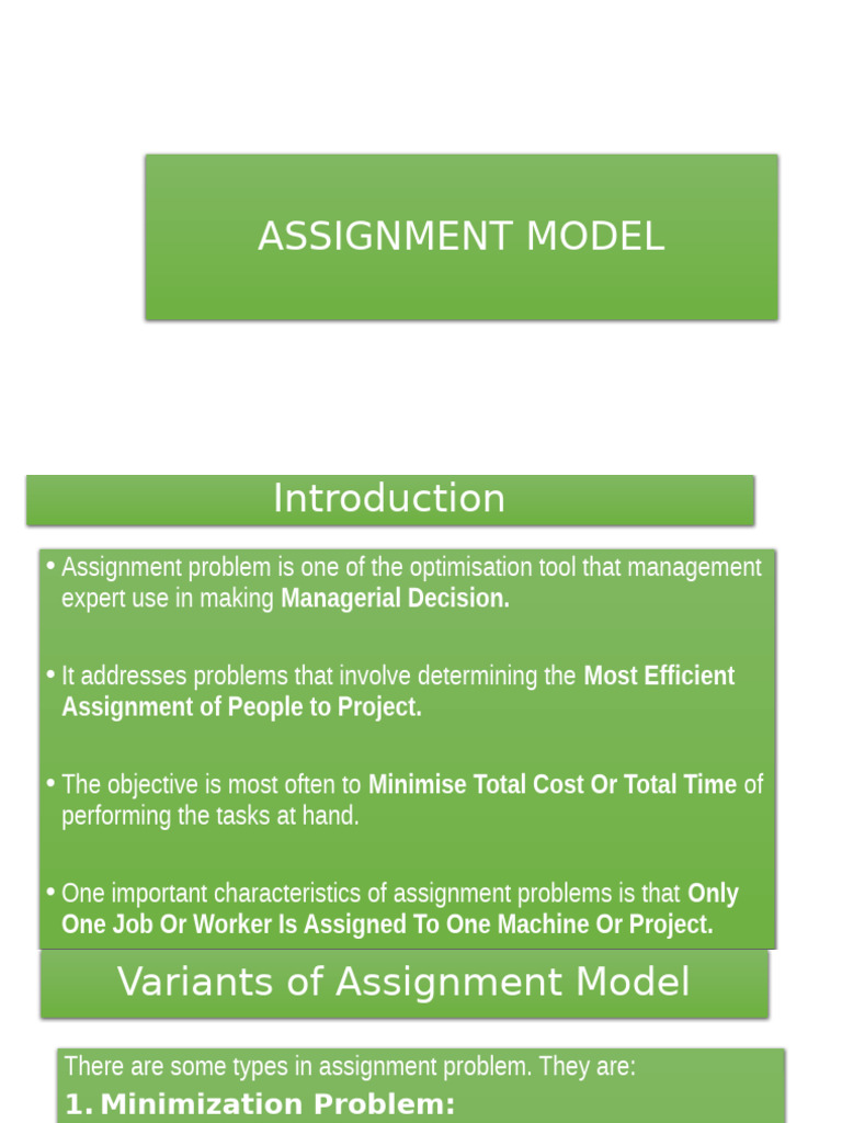 Assignment Model | PDF | Mathematical Optimization | Matrix (Mathematics)