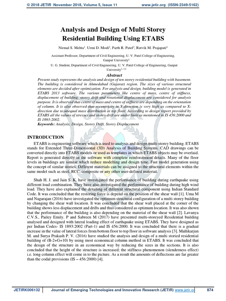 Multi-Storey Residential Building ETABS Analysis | PDF | Beam ...