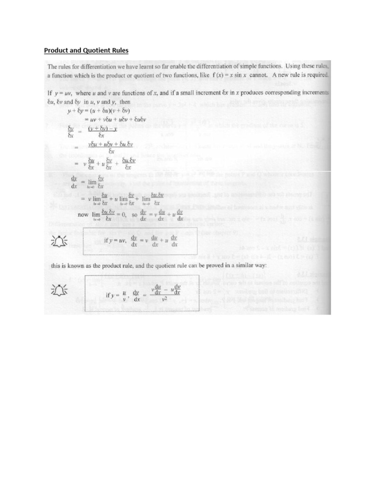 Product and Quotient Rules | PDF