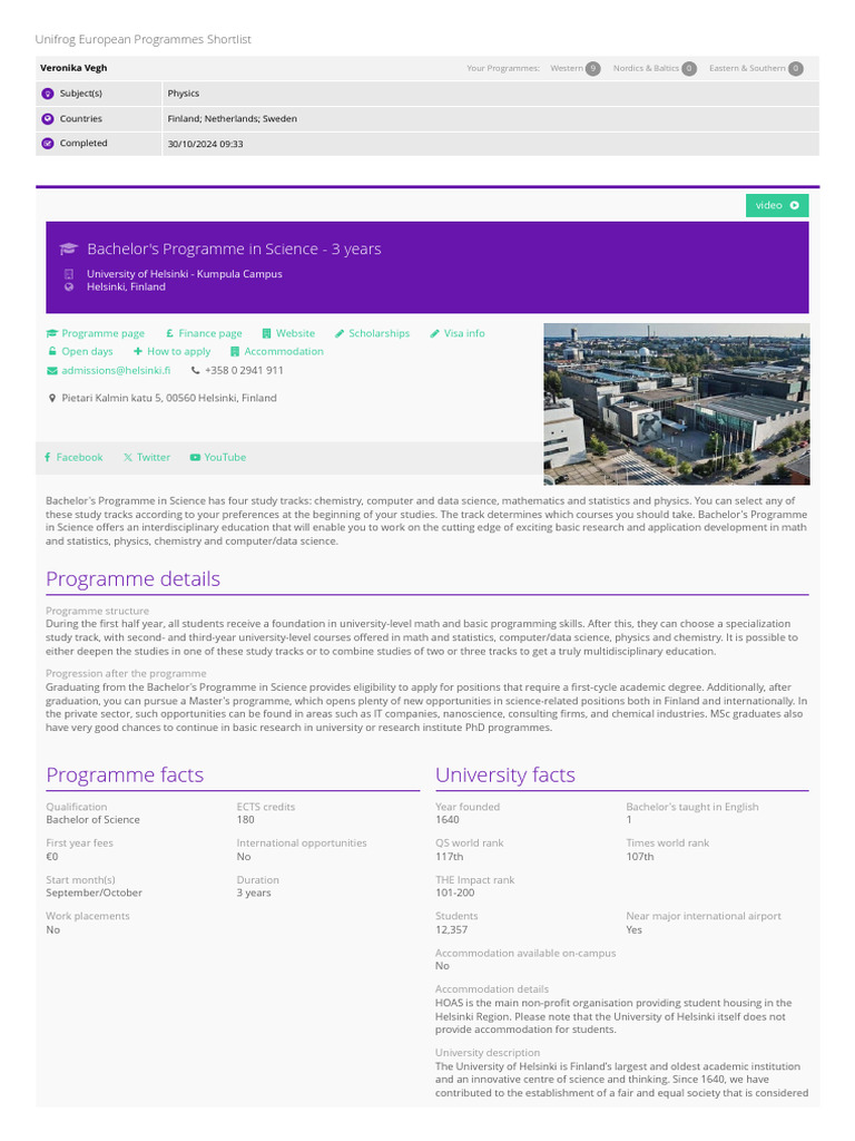 European Universities Shortlist | PDF | Bachelor's Degree | High School Diploma