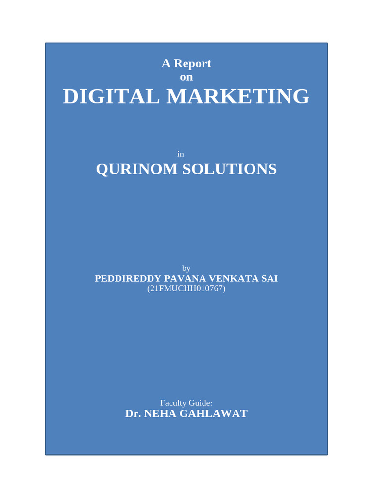 Pavan Final Report - Final Report | PDF | Marketing | Data