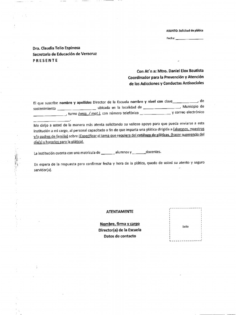 Formato Solic. Platica | PDF