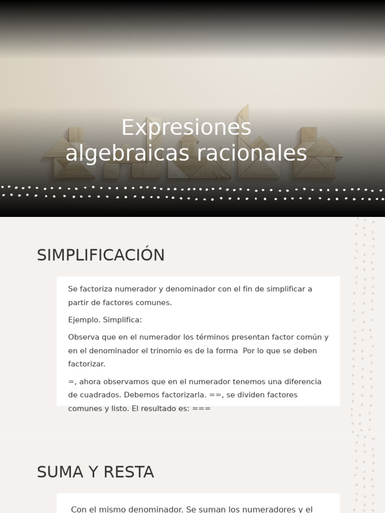 Expresiones Racionales | PDF | Factorización | Multiplicación