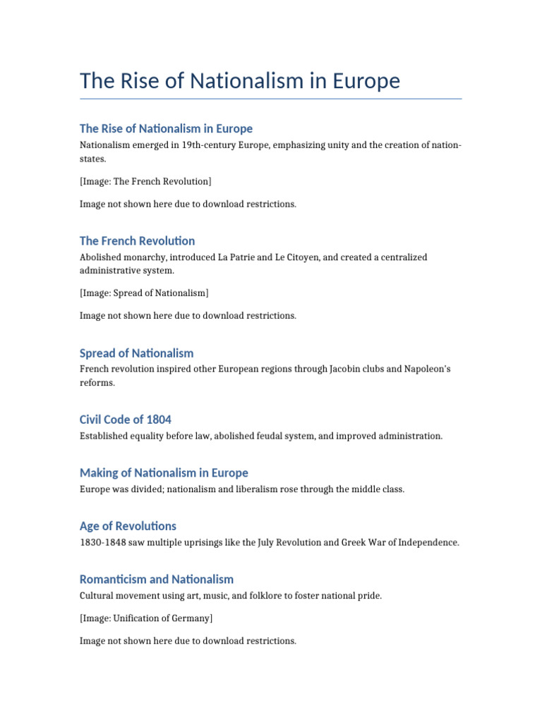 Nationalism in Europe Notes With Images | PDF