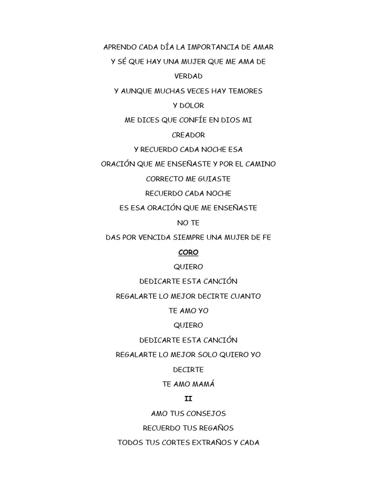 Te Amo Mama Cancion Pdf