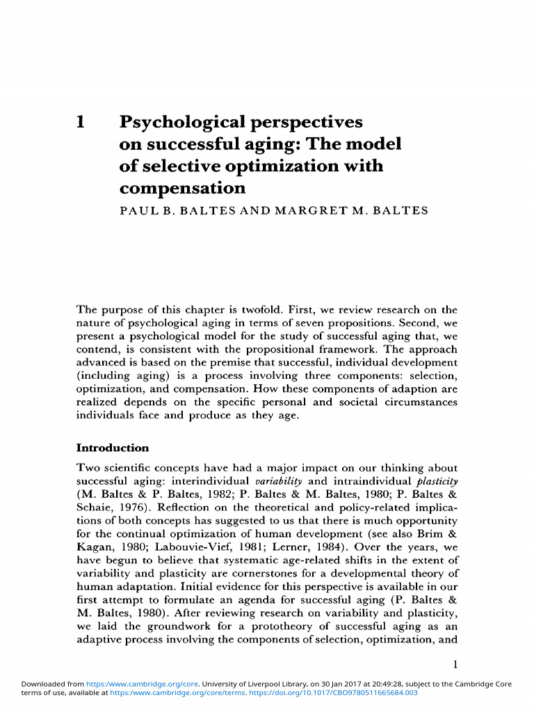 Psychological Perspectives On Successful Aging The Model of Sele PAUL B ...