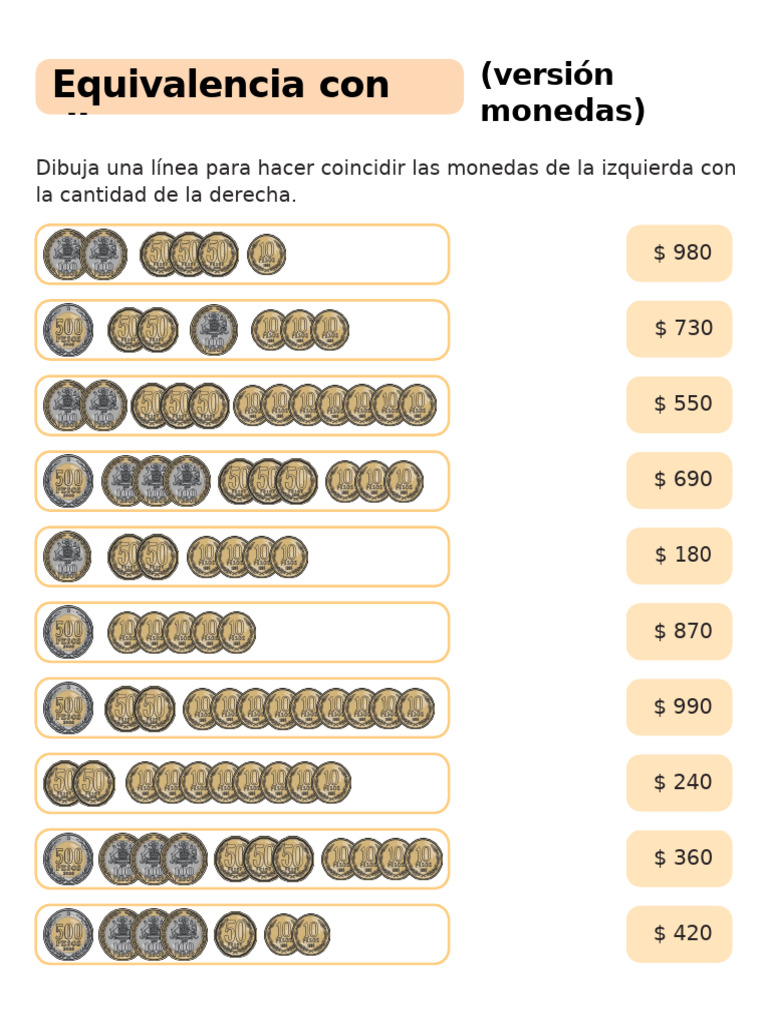 Equivalencia Con Monedas | PDF
