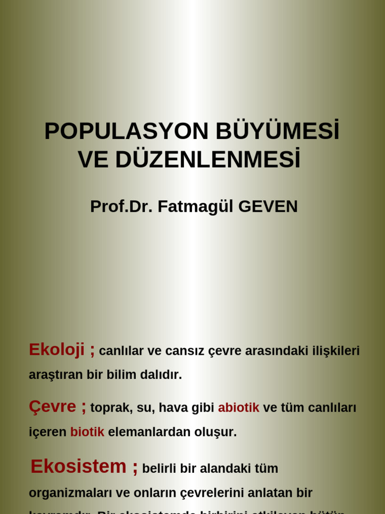 Genel Biyoloji Bolum 1-Populasyon | PDF