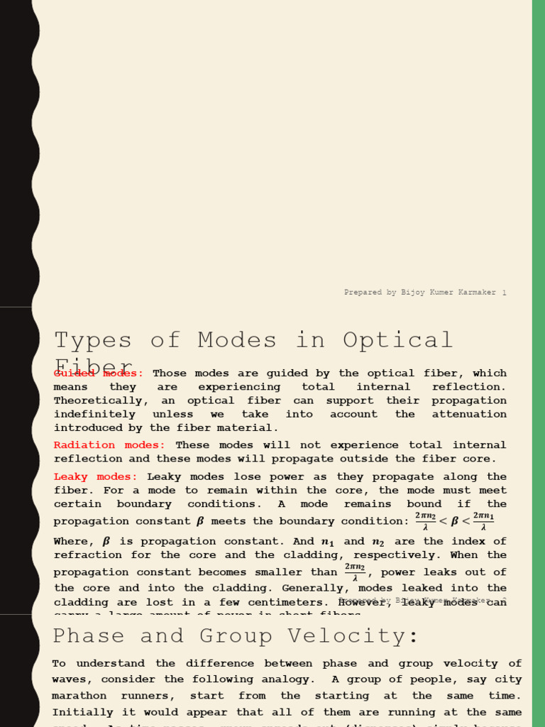 Modes and Dispersion in Optical Fiber | PDF | Optical Fiber ...