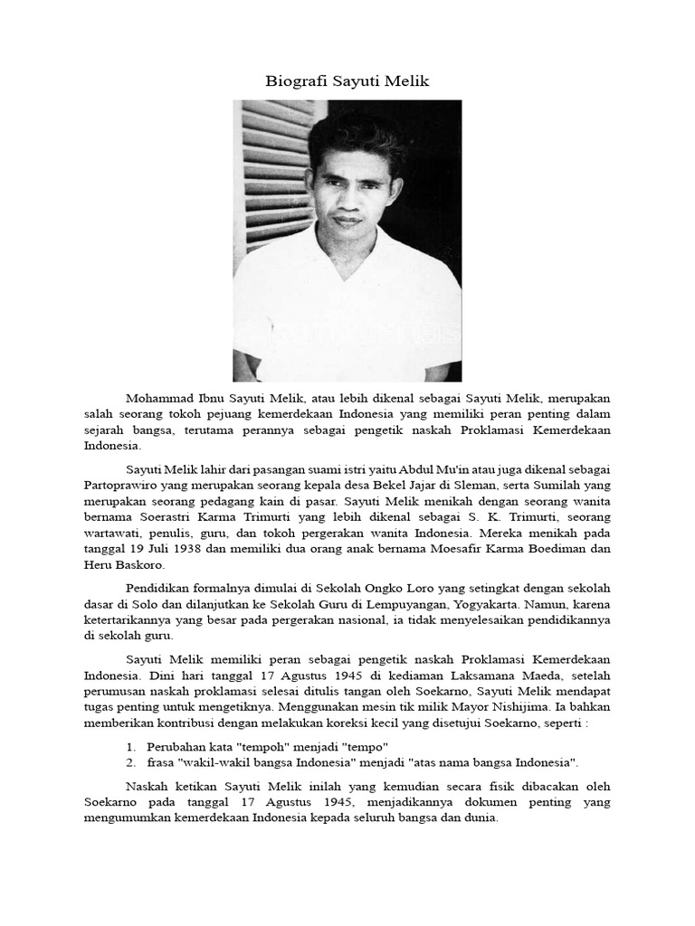 Biografi Sayuti Melik F4 | PDF