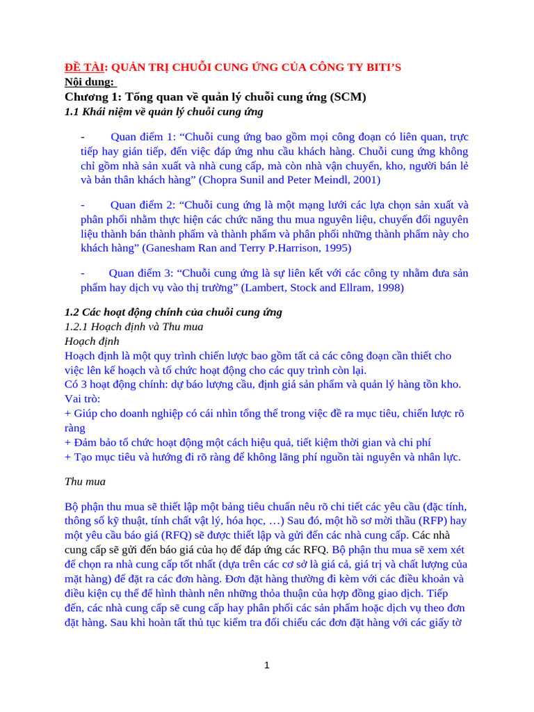 Quản Trị Chuỗi Cung Ứng Của Biti's | PDF
