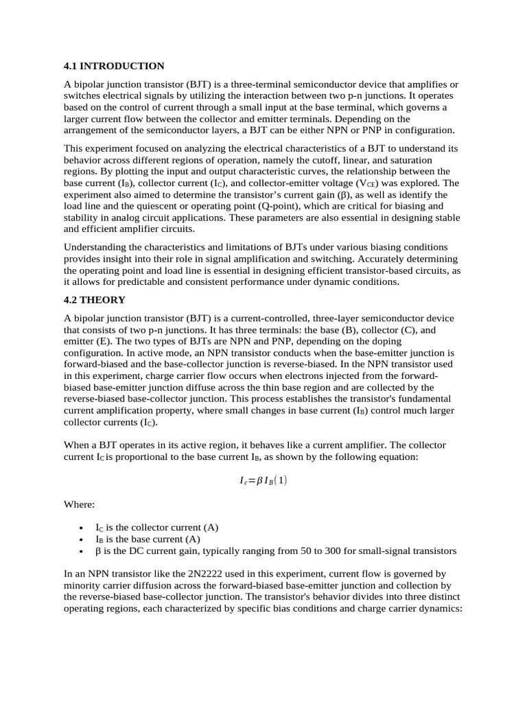 BJT Transistor Lab Report Main | PDF | Bipolar Junction Transistor ...