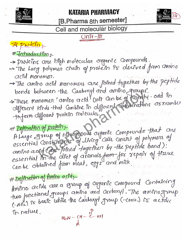 Cell Molecular Biology (Unit-3) 8th Semester. by Ajaykataria | PDF