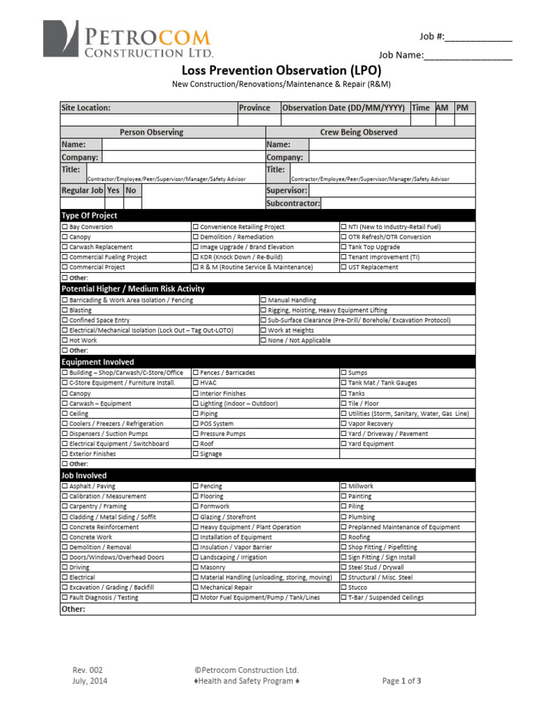 LPO (Loss Prevention Observation) | PDF | Personal Protective Equipment | Building Engineering