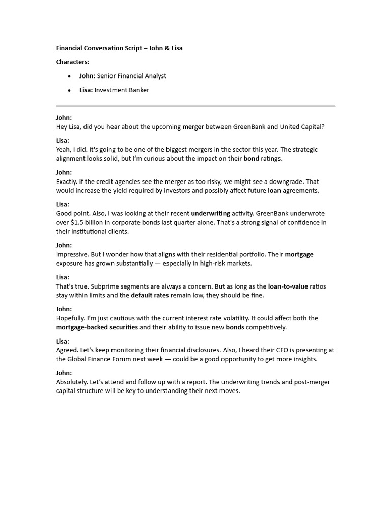 Financial Conversation Script | PDF | Taxes | Banks