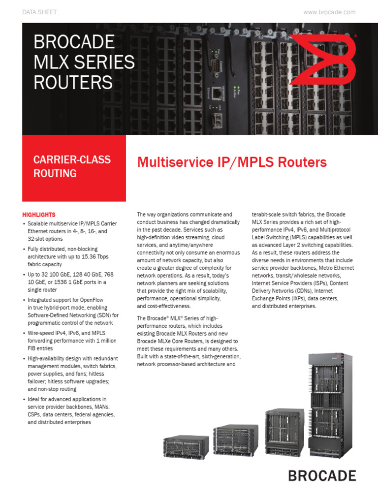 Brocade MLX Series Data Sheet | PDF | Networking | Multiprotocol Label Switching