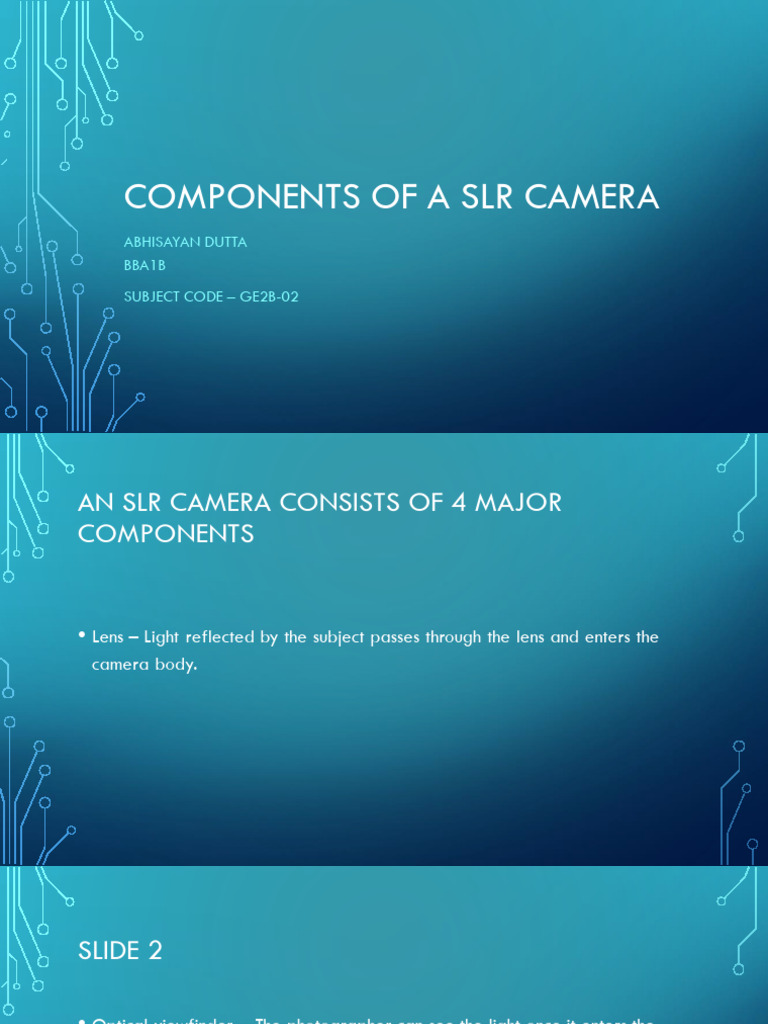 Components of A SLR Camera | PDF