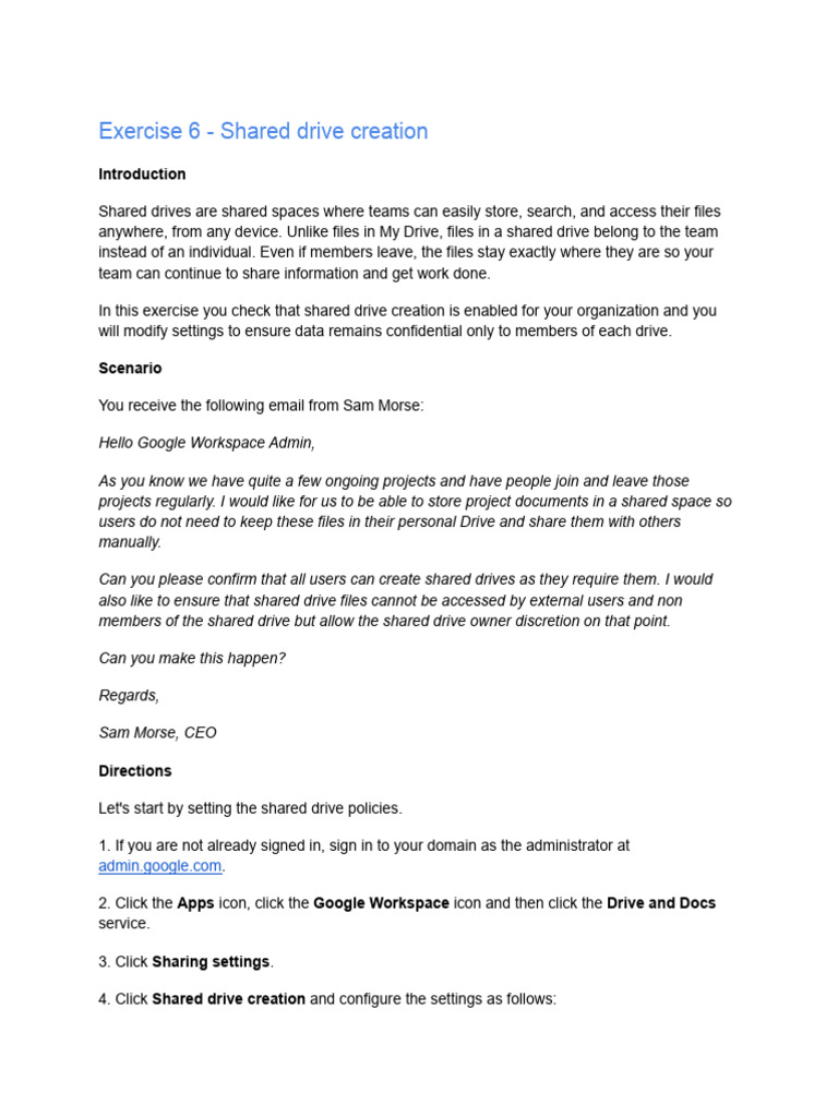 07 Exercise-6-Shared-Drive-Creation Exercise 6 - Shared Drive Creation | PDF | Internet ...