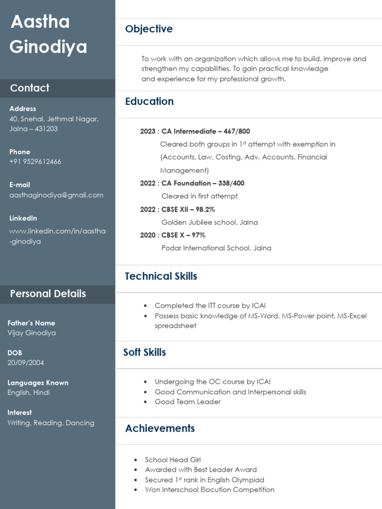 Aastha CV pdf | PDF