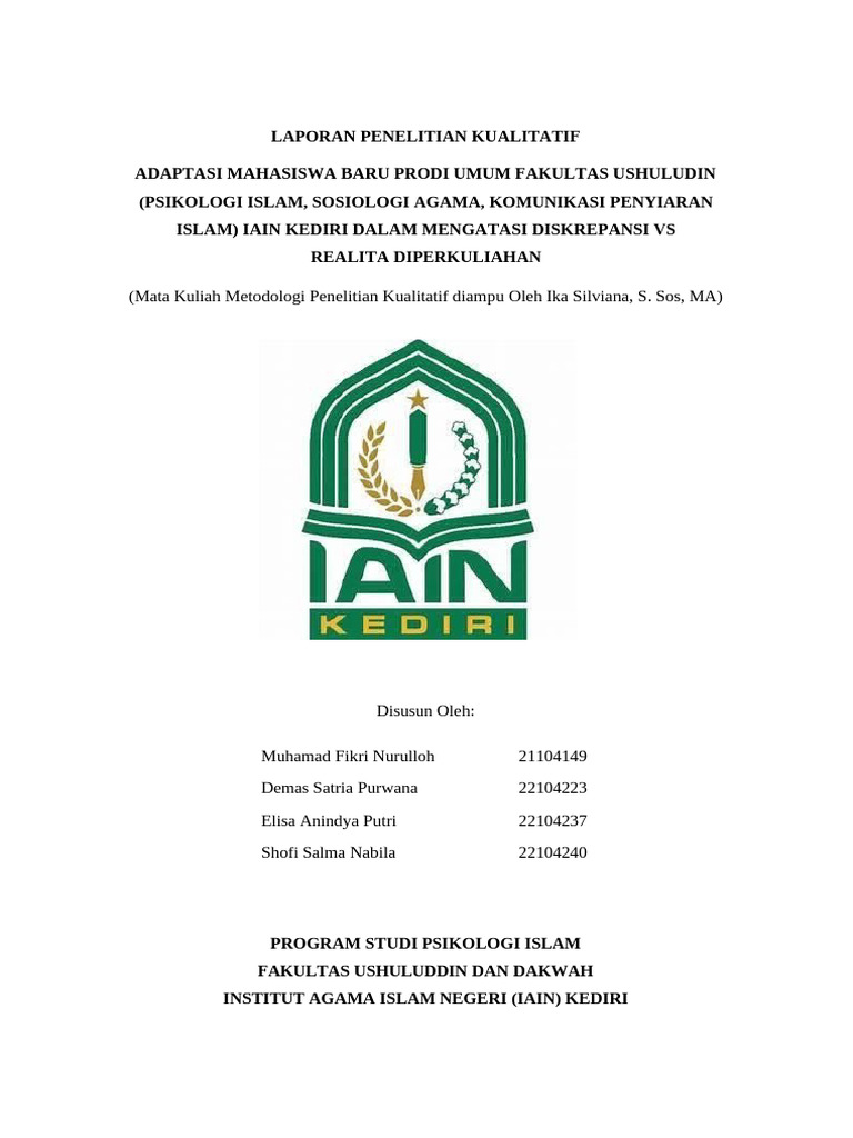 Laporan Penelitian Kualitatif Bismillah | PDF