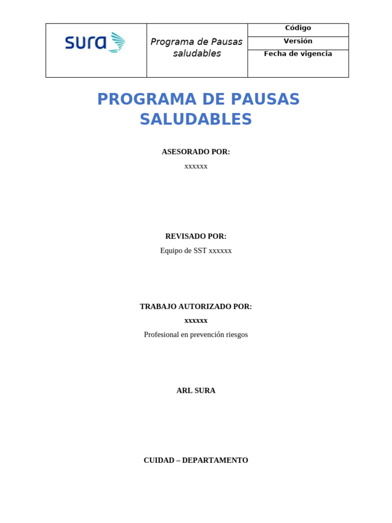 Doc. Guía Progr Pausas Saludables. | PDF | Músculo | Flexibilidad (anatomía)