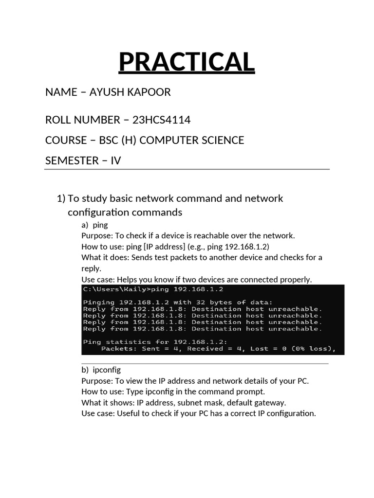Ayush Cn Practical | PDF | Ip Address | Computer Network