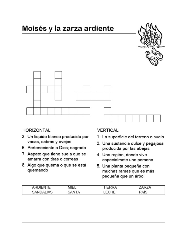 Moses and The Burning Bush Esp Crossword | PDF