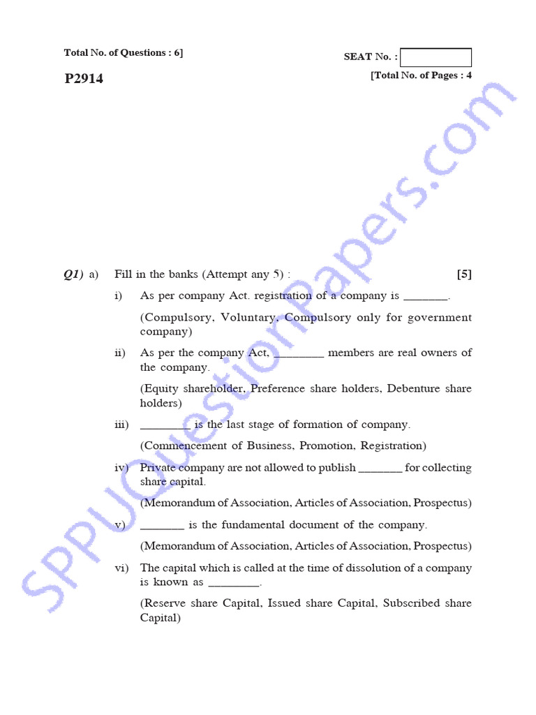 Commerce Bcom Semester 3 2022 April Elements of Company Laws I 2019 ...