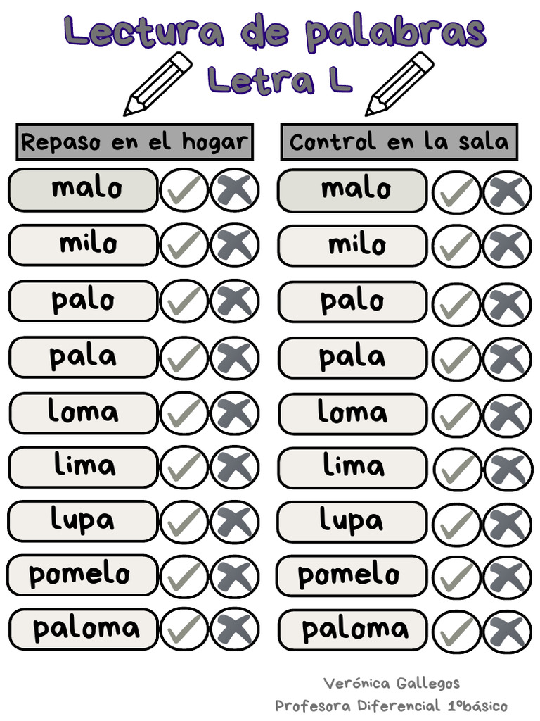 Lectura de Palabras L | PDF