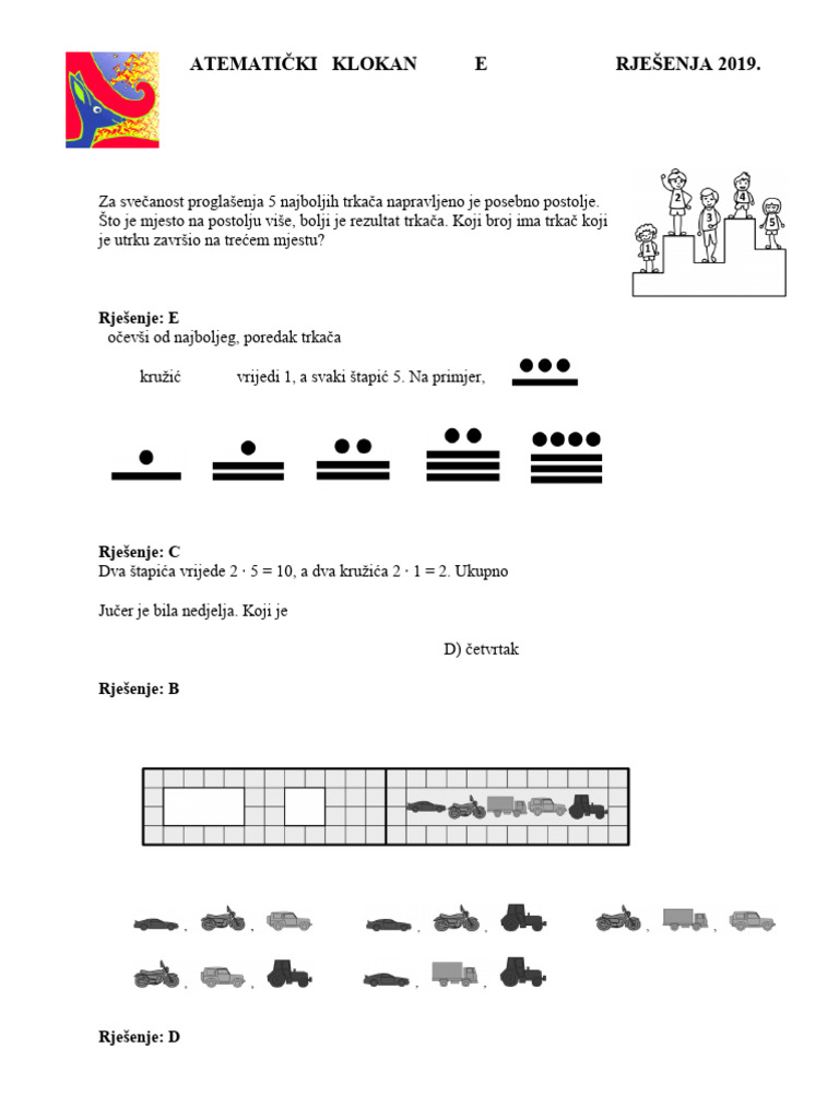 Lekt - Matematicki Klokan e Rjesenja 2019 | PDF