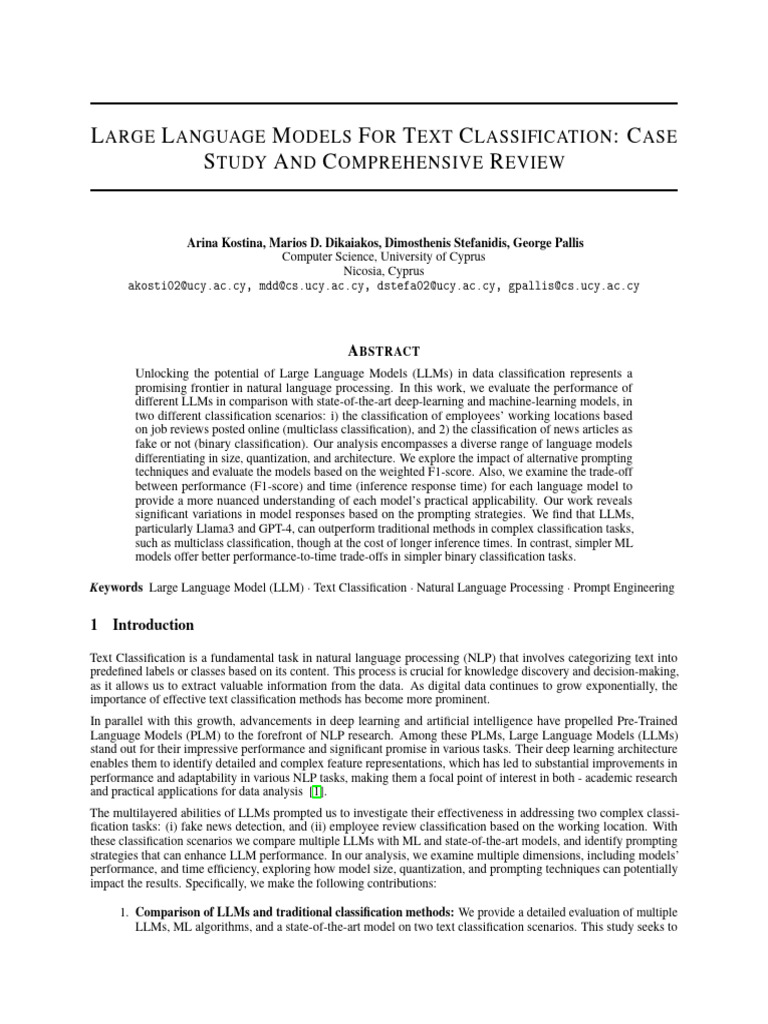 Large Language Models For Text Classification Case Study and 2rl2h1dz4onu | PDF | Artificial ...