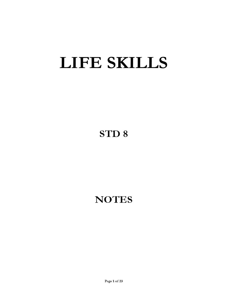 Life Skills Notes for Grade 8 | PDF
