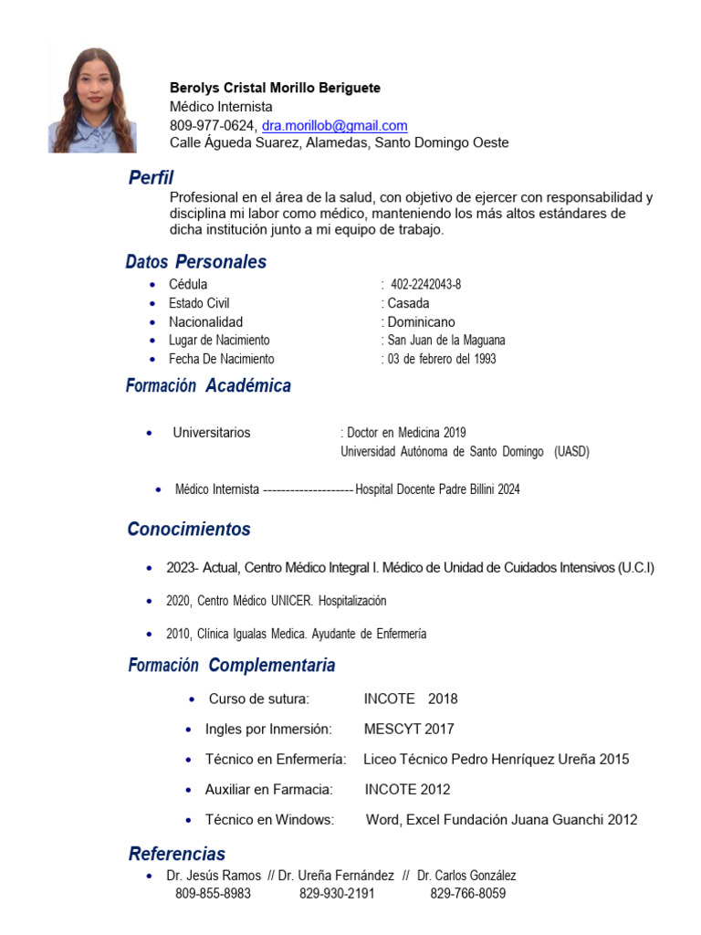 Curriculum Dra. Morillo. | PDF