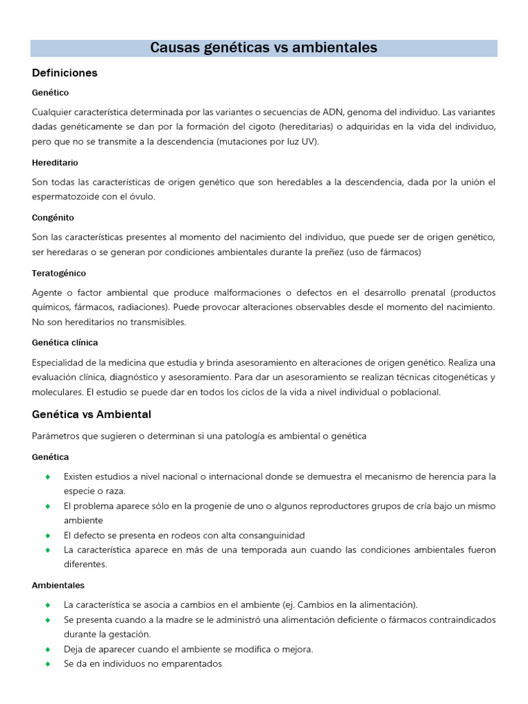 20 - Causas Genéticas VS Ambientales - Alelos Letales | PDF ...
