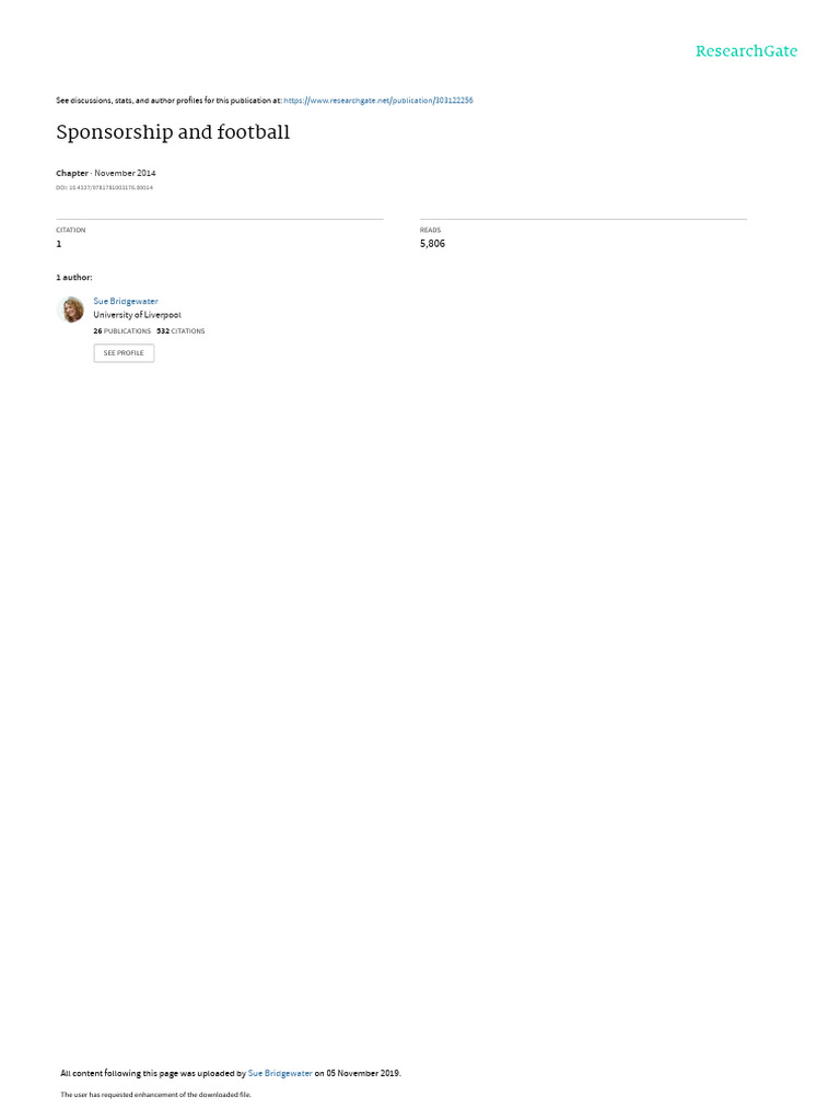 Sponsorshipand Football Bridgewater Chapter | PDF | Brand | Sponsor ...