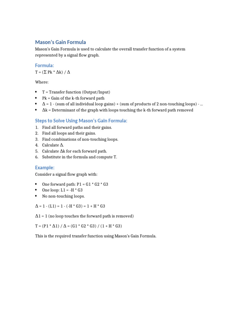 Mason's Gain Formula Explained | PDF