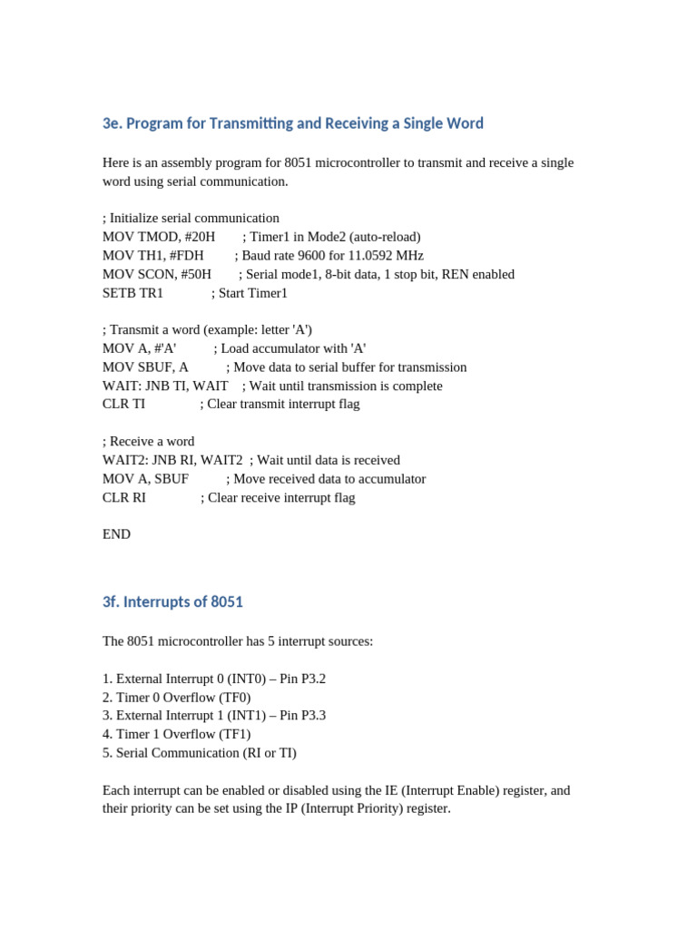8051 Serial Communication and Interrupts | PDF