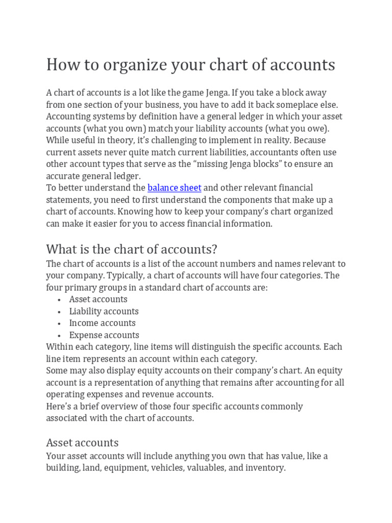 How To Organize Your Chart of Accounts | PDF | Cash Flow Statement ...