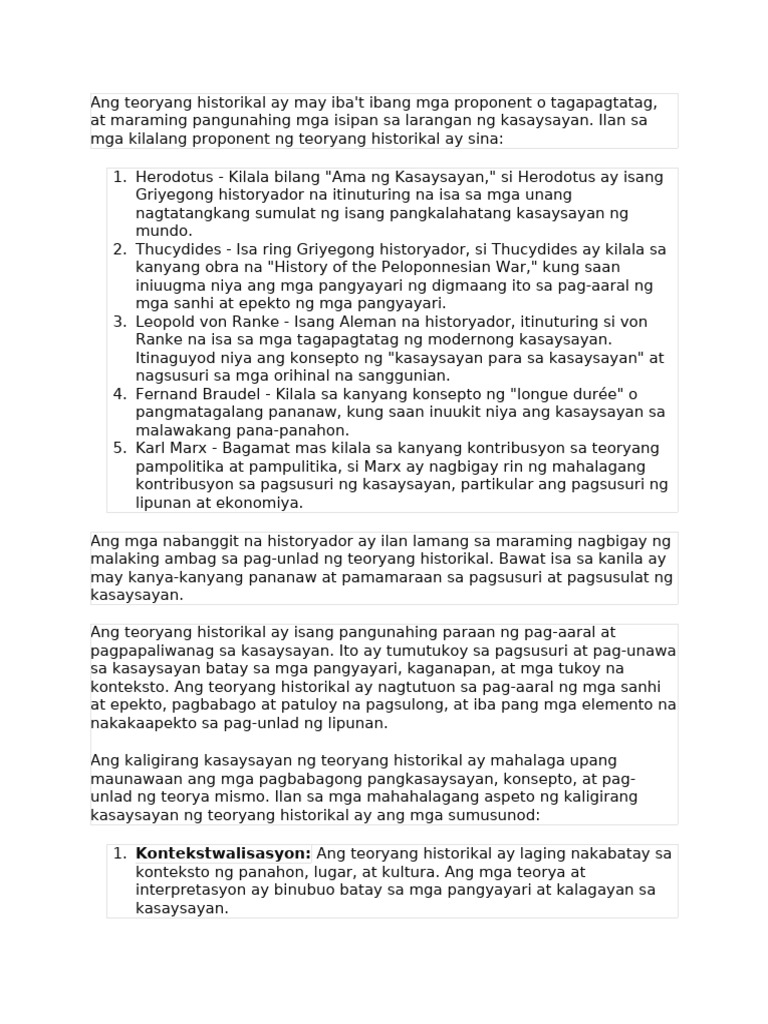 Ang Teoryang Historikal Ay May Iba | PDF