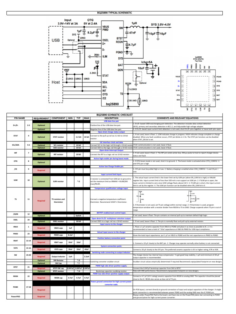 3806.BQ25890 - SchematicChecklist V1p0 | PDF | Resistor | Electrical Engineering