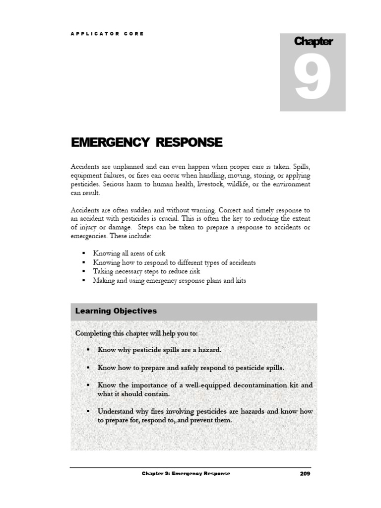 Env Protection Pesticides Business Manuals Applic Chapter9 | PDF | Pesticide | Emergency