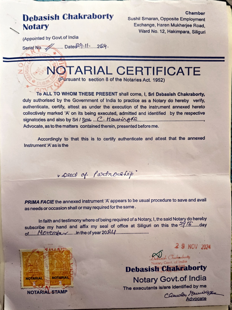 Afterhome deed (1) | PDF | Partnership | Notary Public