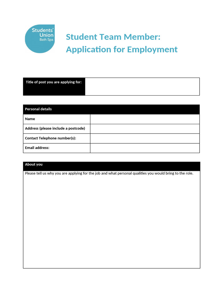 Student__Application_for_Employment_Form | PDF | Recruitment