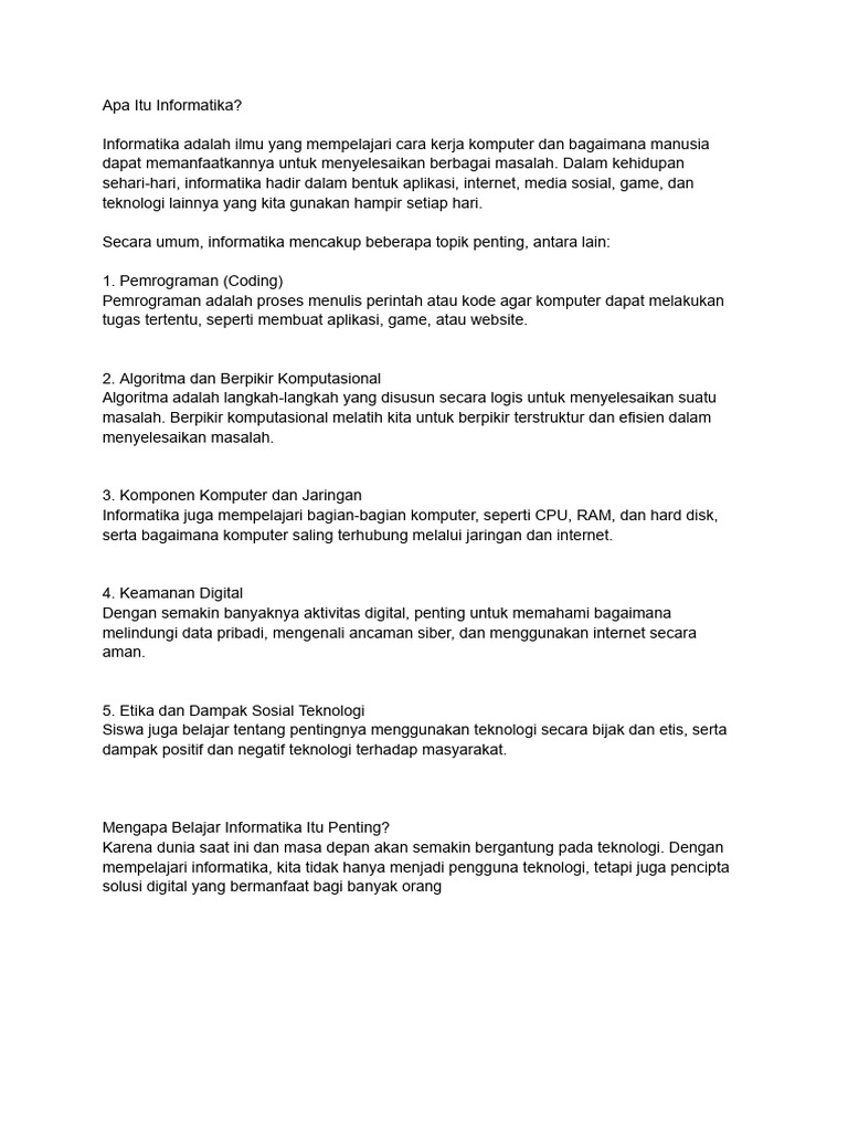 Apa Itu Informatika | PDF