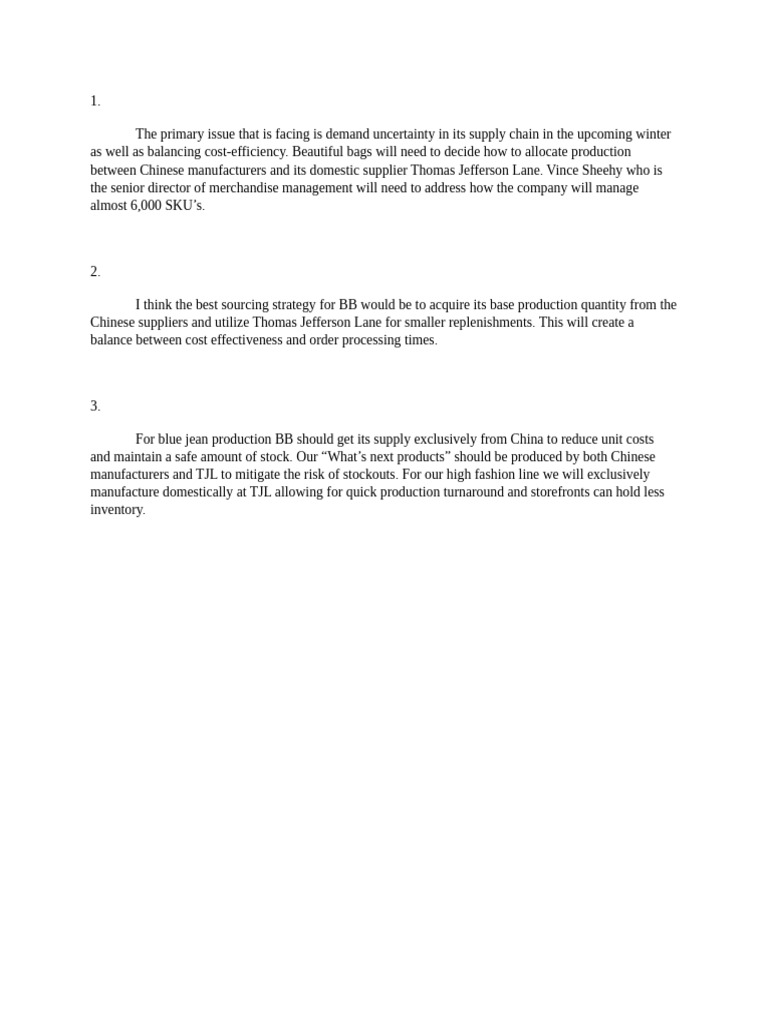 SCM Case study Beautiful Bags | PDF