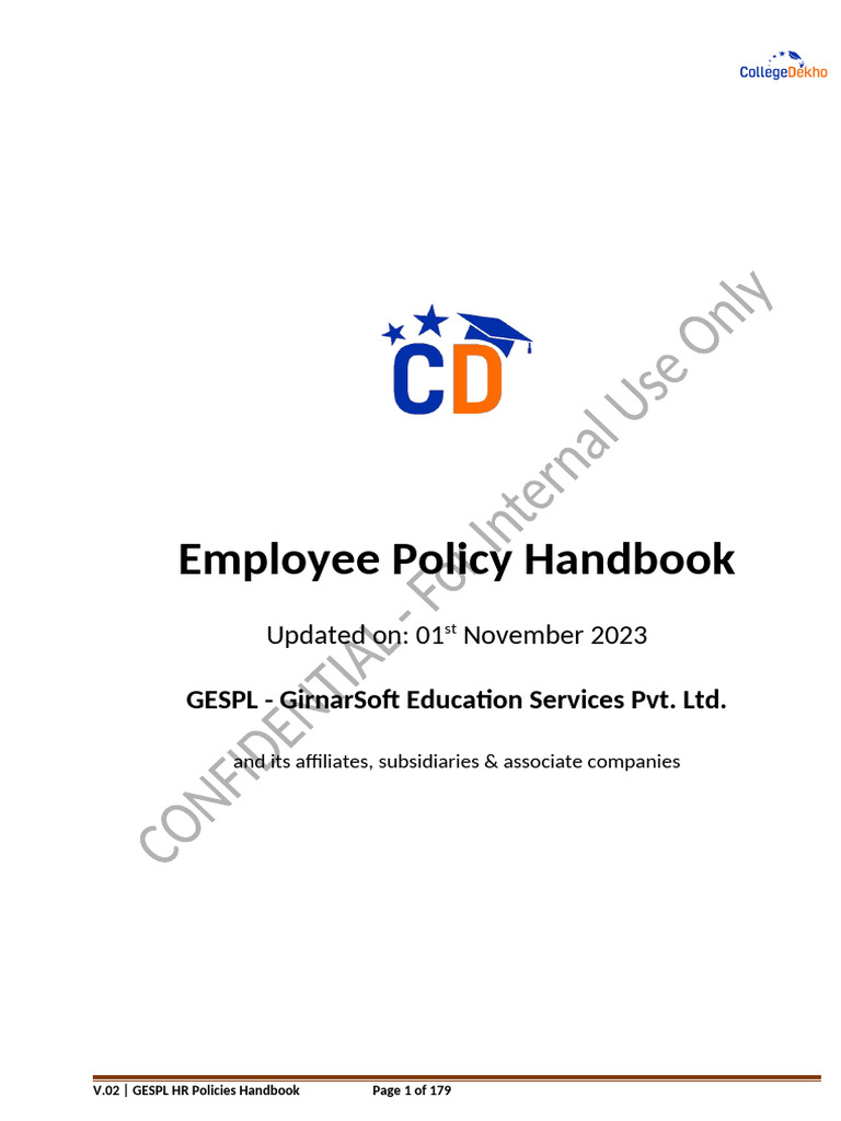a7626358926584bbd6e120c__1703197654_Policy Handbook | PDF | Employment ...