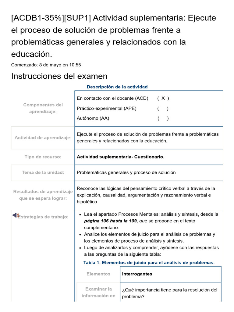 Examen - (ACDB1-35%) (SUP1) Actividad Suplementaria - Ejecute El Proceso de Solución de ...